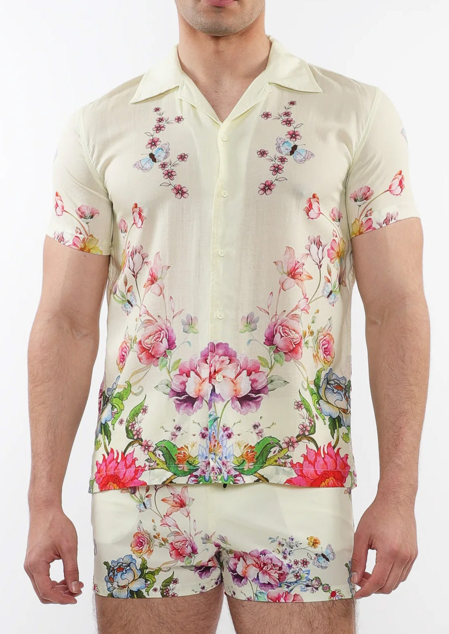 Woven Modal Border Shirt (Cream Floral) – Brick & Mortar