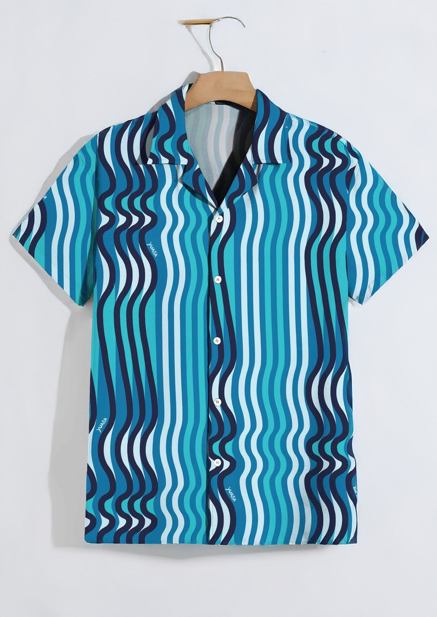 Resort Shirt - Bixie Wave (Blue & White) – Brick & Mortar